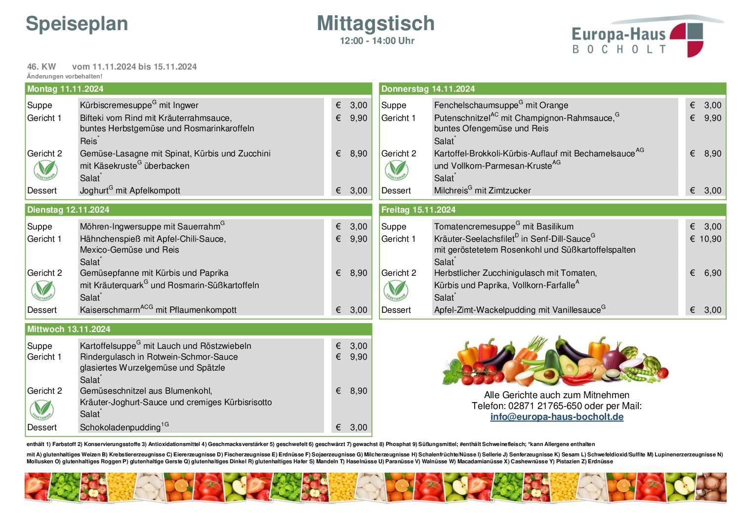 Mittagstisch - Europa-Haus Bocholt